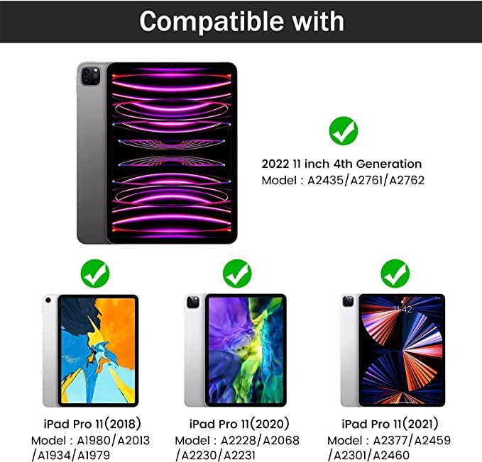 Hoidokly Clear Case for iPad Pro 11 inch (4th/3rd/2nd/1st Generation) 2022/2021/2020/2018 - [Built-in Pencil Holder] Shockproof Cover Transparent Back Shell - Gray