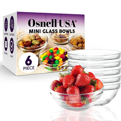 3.5 Inch Mini Meal Prep Bowls - Glass Ramekins Bowls | Stackable Clear Serving Bowls | Bowl for Salad, Dessert, Dips, Nut | Candy Dishes, Stackable and Dishwasher Safe | Kitchenware - Set of 6