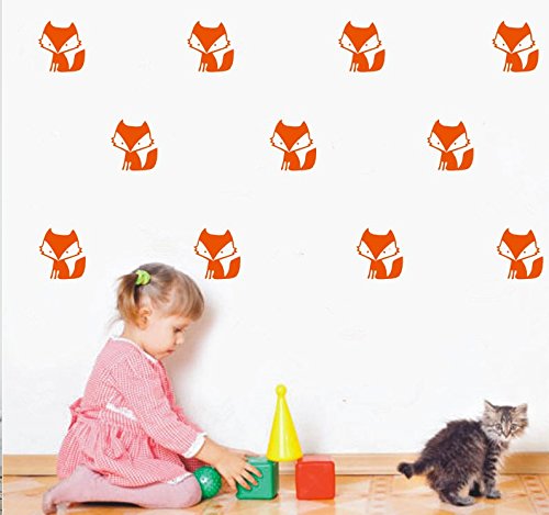 36 Set Orange Forest Fox Pattern Wall Sticker-Kids Nursery Bedroom Home Decoration Vinyl Sticker-DIY Chiildren Room Living Interior Decor Sticker