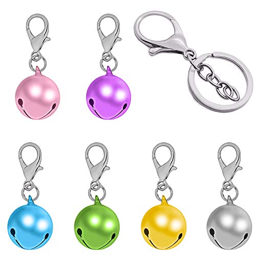 Aoche Pet Bells for Dog Cat Collar 6 pack,Charm Pet Pendant Accessories with1 Pack Stainless Steel Keychain (XS)
