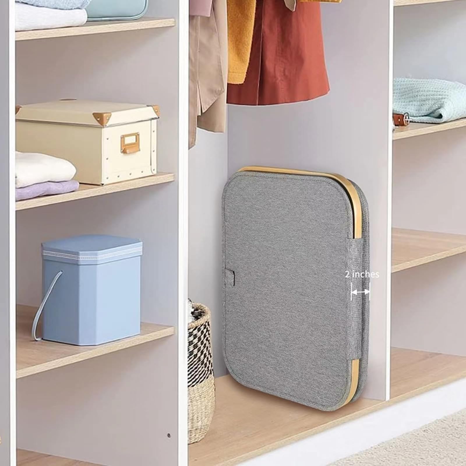 100L Laundry Basket with Lid,Portable with Handle, Detachable inner Bag, Clothes Hamper with Bamboo Handles for Clothes Toys in Dorm Bedroom Bathroom -Foldable Laundry Hamper,Gray