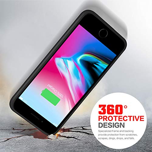 Battery Case for iPhone 8/7/6s/6/SE(2020), Upgraded 6000mAh Portable Rechargeable Charger Case for iPhone 6s/6 Extended Battery Pack for iPhone 8/7/SE(2020) Protective Charging Case (4.7 inch) -Black
