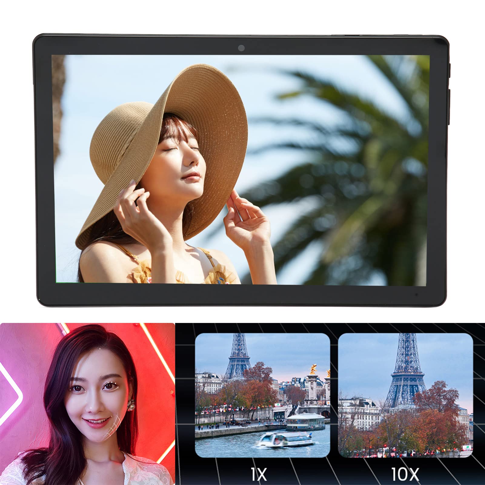 10in Tablet, IPS Large Screen 4GB RAM 256GB ROM 1080x1960 Resolution 5G WiFi 4G Calling Tablet for Office (US Plug)
