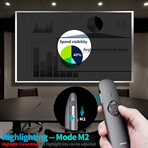 ASiNG Advanced Digital Laser Presentation Remote - Red Laser Presentation Pointers with Function of Spotlighting, Highlighting, Magnifying, Air Mouse and PPT Clicker, 8GB Storage Memory