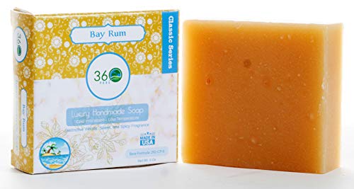 360Feel Bay Rum Soap - Handmade Bar with Woodsy Sweet, Spicy Scent and Bay Rum Shaving Soap - Gift Ready for Men - Castile Man - 5 Ounce
