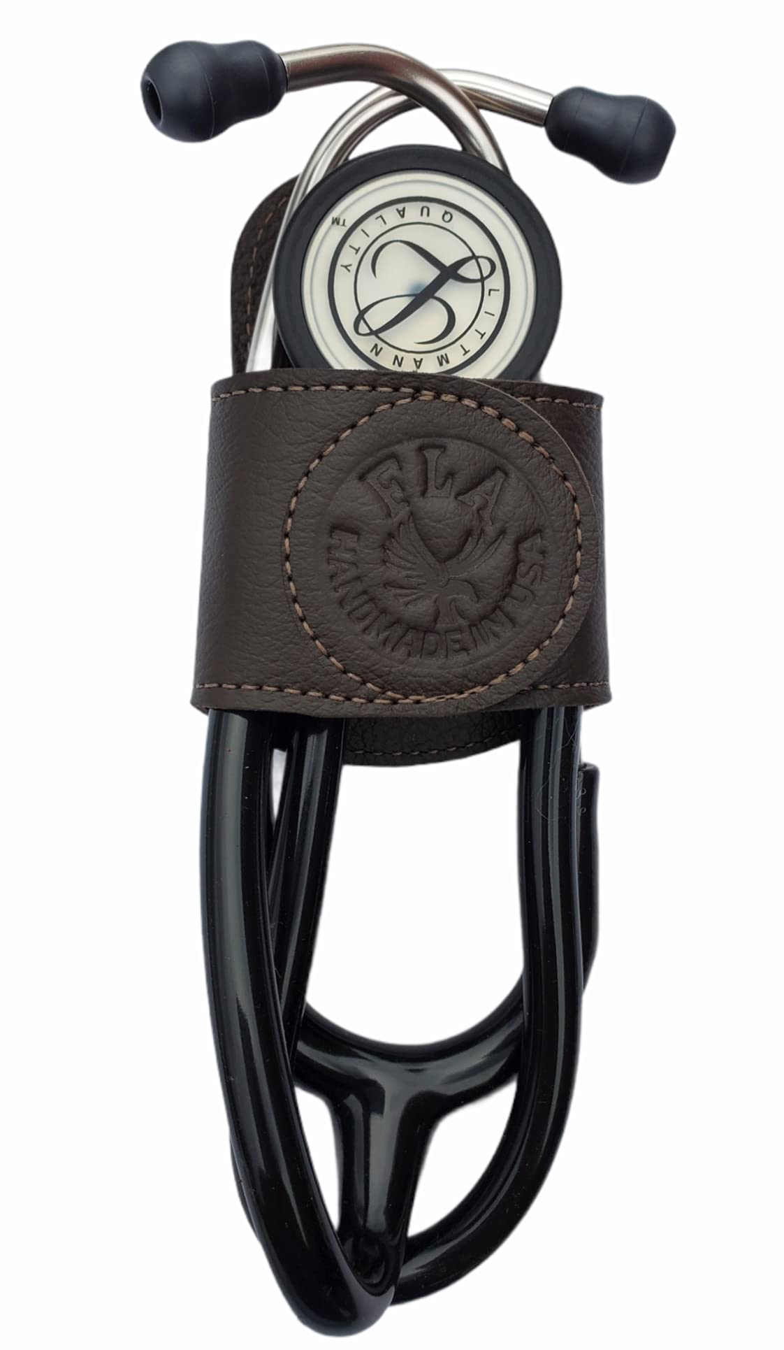 Stethoscope Holder pro with Clip,Handmade in USA Genuine Leather .Perfect for Physicians, Nurses, EMT, Medical Nursing Student (Brown).