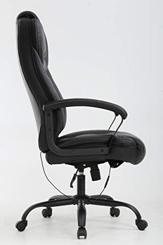 500lbs Big & Tall Task Office Chair, Wide Seat Desk Chair with Massage Lumbar Support Armrest Swivel Rolling High Back Leather Adjustable Ergonomic Computer Chair for Managerial Executive Chairs Black