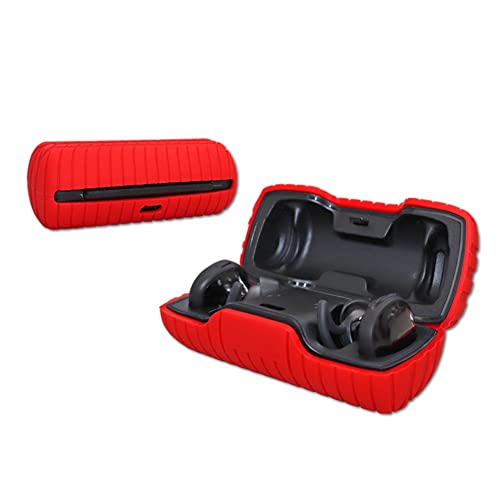 2 Pack Split/Disconnect Design Soft Rubber Silicone Shockproof Protective Carrying Case Cover Skin Sleeve Compatible with Bose SoundSport Free Earbuds (red+Pink)