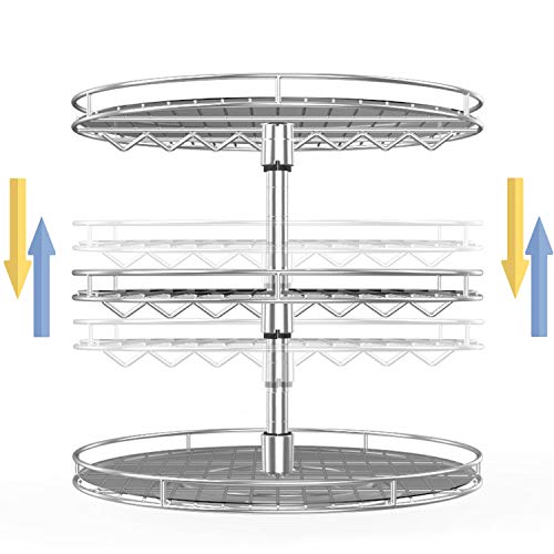 3 Tier Lazy Susan Large Shelf for Kitchen 13 inch,Tall Height Adjustable Turntable Spice Rack Spinner Cabinet Organizers and Storage,Rotating Under Sink Organizer,with PP Plastic Sheet (3 Tier)