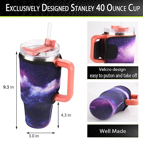 2 Pack Tumbler Carrier,Compatible with Stanley Adventure Quencher Travel Tumbler 40oz (2 starry sky purple)