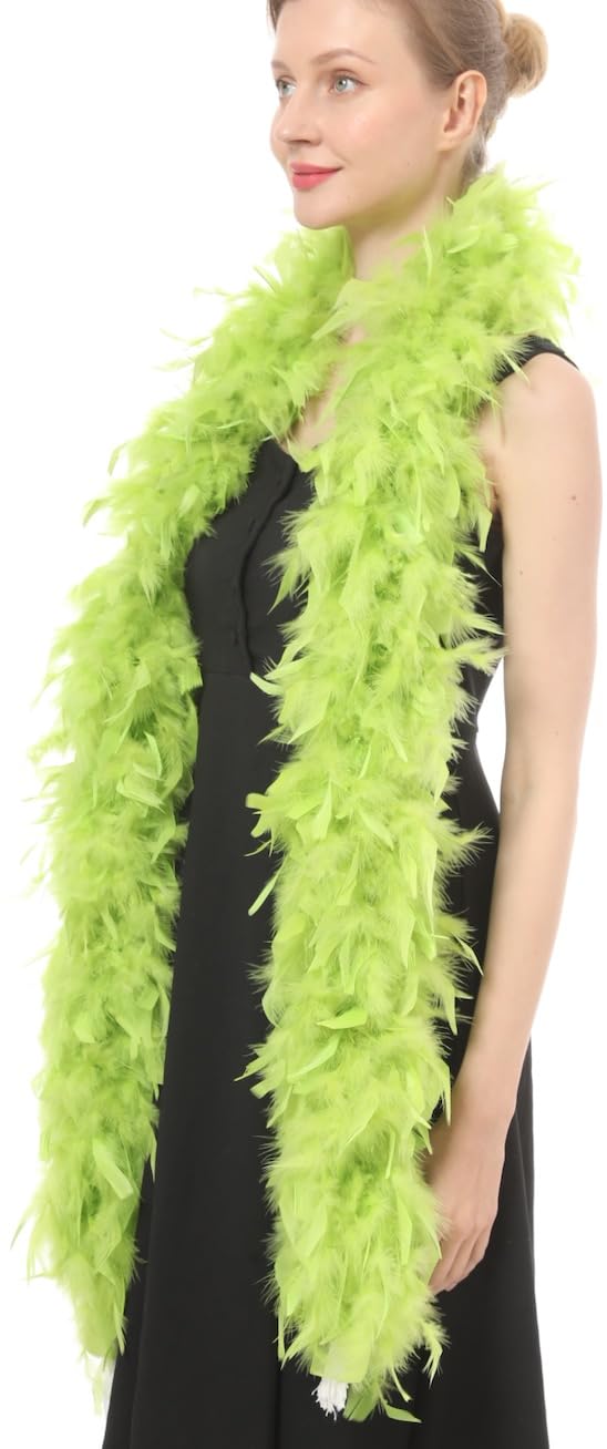 100 Gram 2 Yard Long Chandelle Feather Boa over 10 Colors, Great for Party, Wedding, Costume (Lime Green)