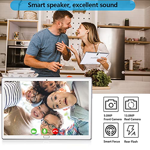 2 in 1 Tablet 10.1 Inch, Android 11.0 Tablets, 64GB/128GB ROM, Dual 4G Cellular with Keyboard, 18MP Camera, Octa-Core Processor, WiFi, GPS, Bluetooth, Google Certified Tablet PC(2023 Silver)
