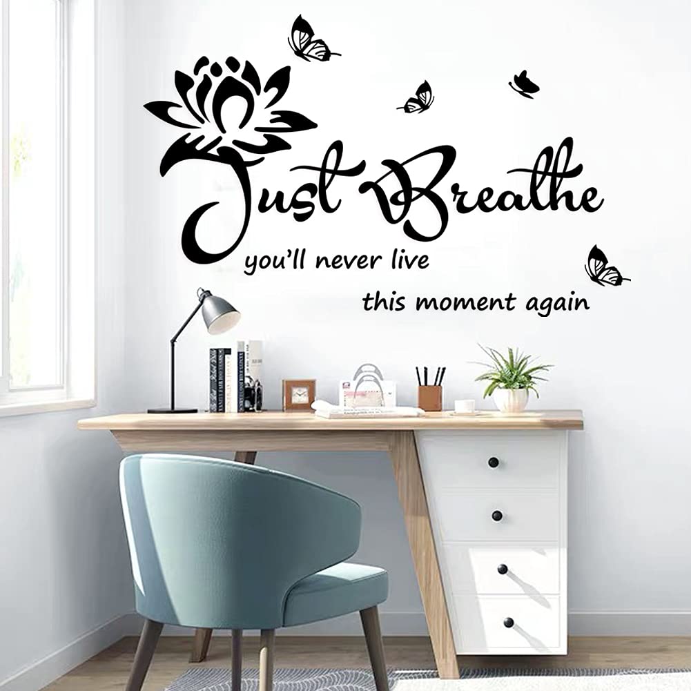 Vinyl Wall Stickers Wall Decor for Living Bedroom Room Yoga Relaxing Nursery House Wall Decals Quotes Inspirational Just Breathe Art Decor Home Decoration.
