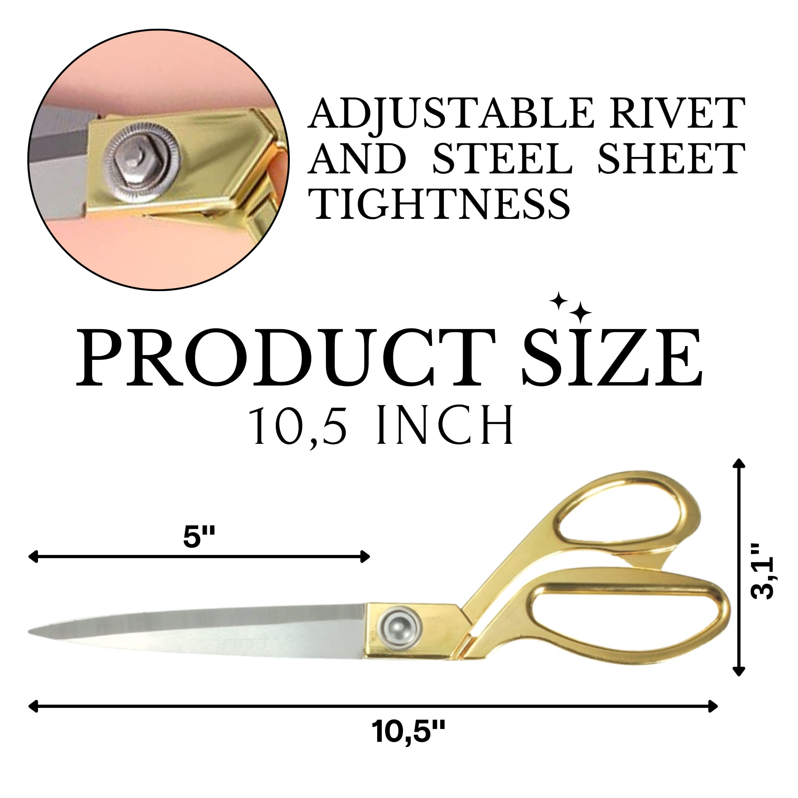 10.5" Heavy Duty Gold Scissors – Sharp Stainless Steel Scissors Gold 10.5 Inch All Purpose Scissors Professional Scissors Heavy Duty Grand Opening Scissors Best Gold Scissors for Office