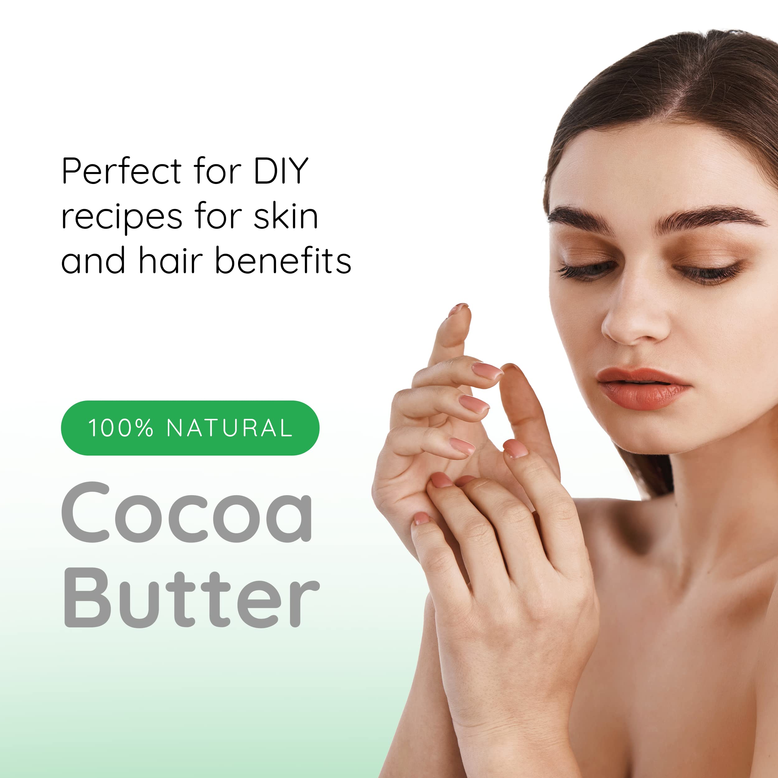 Clean and Green Pure Cocoa Butter - 100% Natural Unscented Refined Base Ingredient for DIY Skin Care Recipes, Stretch Mark Removal, for Soap Making in Premium Resealable Pouch, 14 oz