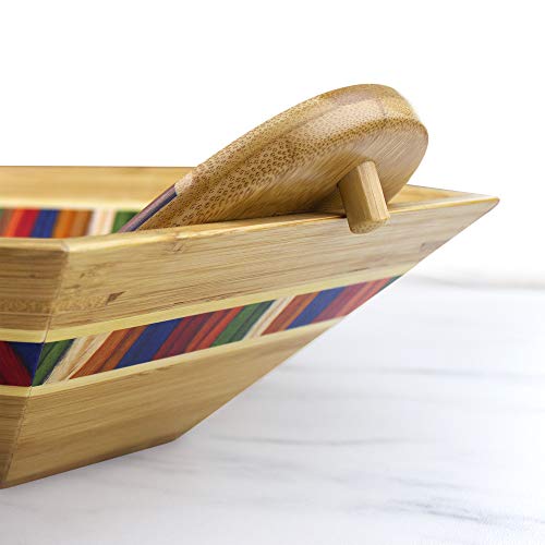 Baltique Marrakesh Collection Salad Hands Serving Utensils, Bamboo and Colored Birch Wood