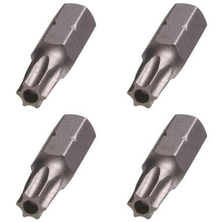 4 Pack T10 TORX Security Bits | S2 Steel | 1/4" Hex Shank | 1" Length (BCP963)
