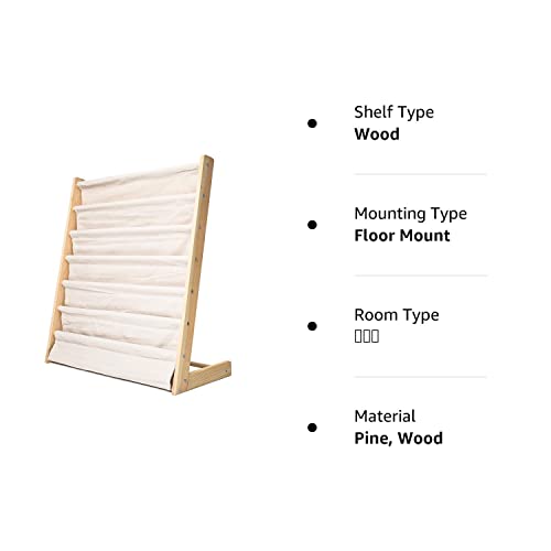 Morimoe Sling Bookshelf Kids Book Rack Storage, Natural Beige (Beige, W:75cm)