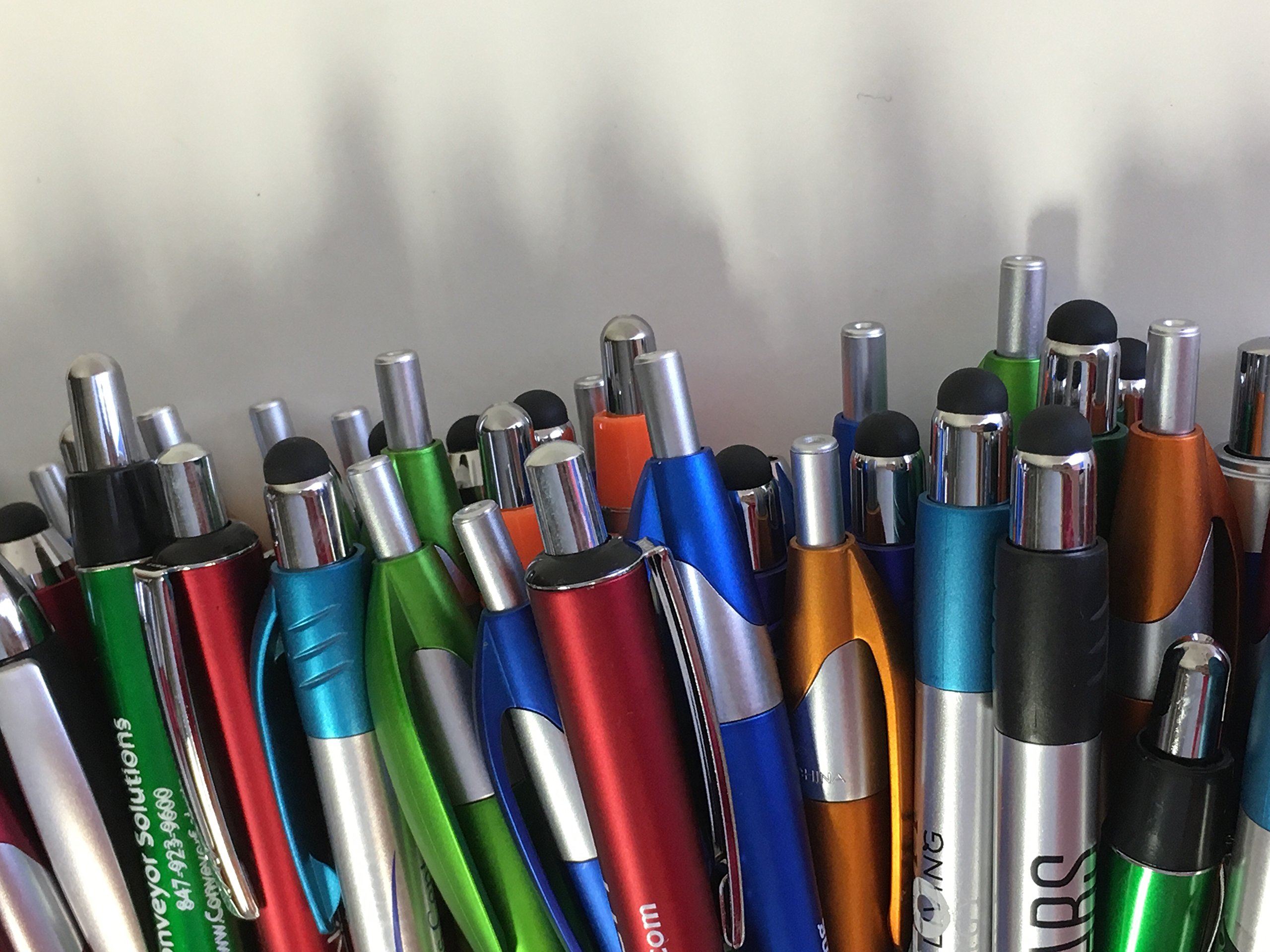100 Lot Misprint Ink Pens with Soft Tip Stylus for Touch Screen, Assorted Barrel
