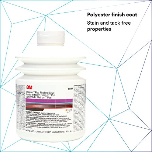 3M Platinum Plus Glaze, 31180, Two-Part Premium Selfleveling Finishing Glaze, 30 fl oz/887 mL
