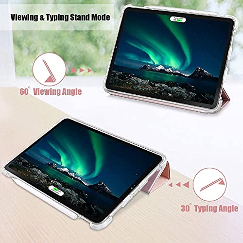 Valkit iPad 9th Generation Case (2021) / iPad 8th Generation Case (2020) / iPad 7th Generation Case (2019) with Pencil Holder,10.2 Inch Translucent Frosted Back Protective,Auto Wake/Sleep,Rose Gold