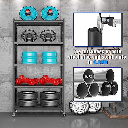 5 Tier Lightweight Storage Metal Shelves, Kitchen Storage Shelves Garage Shelving Unit, Large Capacity Storage Rack, Utility Shelf for Pantry Closet Office Laundry (32" Lx16โ Wx63โ H)