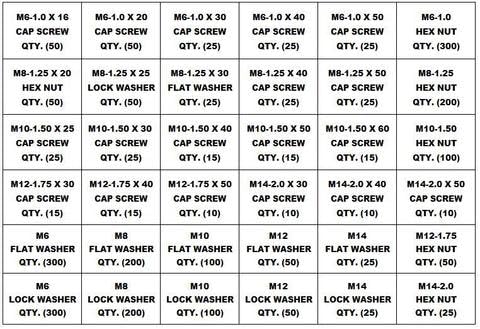 2540 Piece Metric Thread Bolt (Hex Head Cap Screw), Nut, and Washer Assortment with 40 Hole Bin