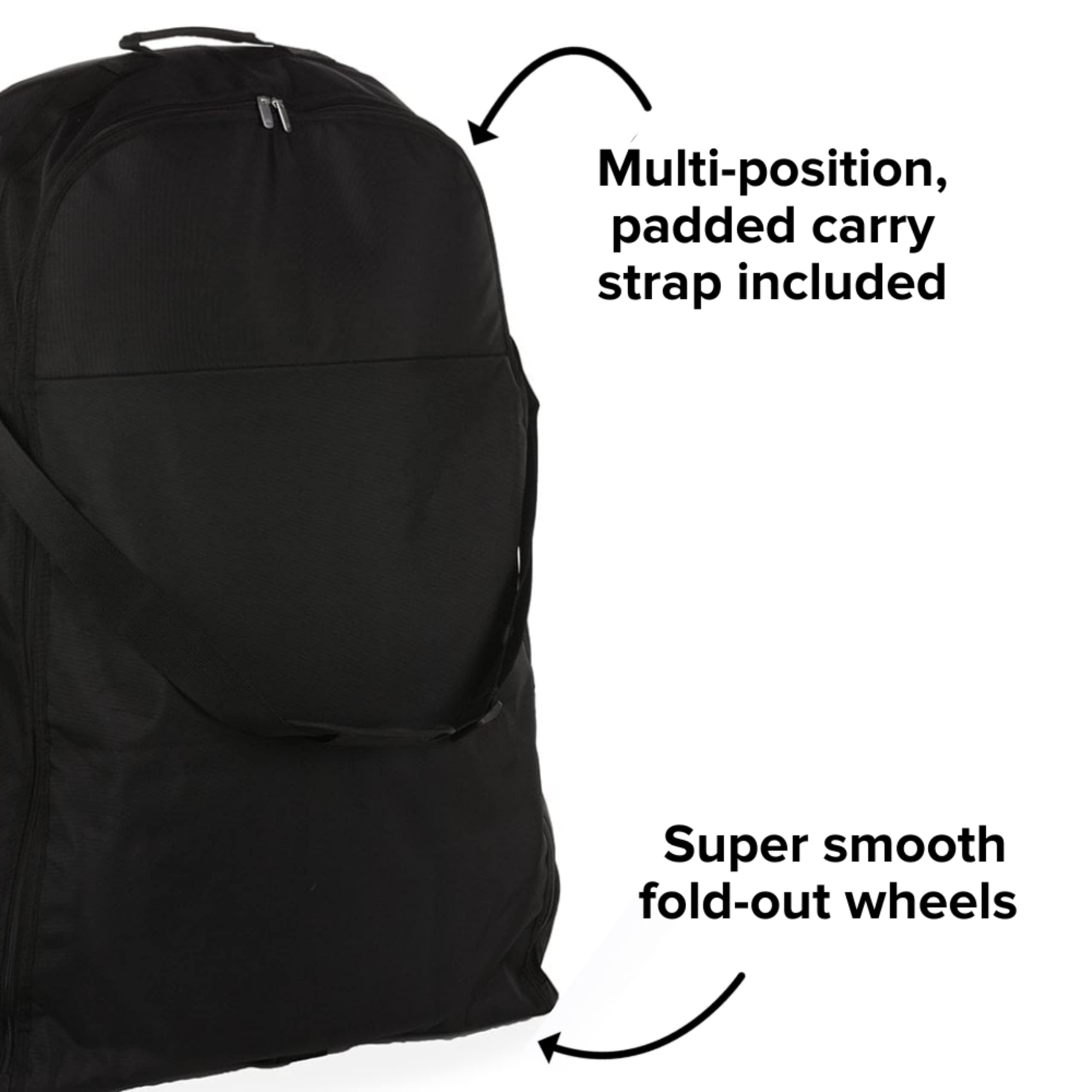 Diono Quantum Stroller Travel Bag, Heavy Duty Stroller Cover for Gate Check Luggage, Airplane Friendly with Wheels, Padded Easy Carry Strap
