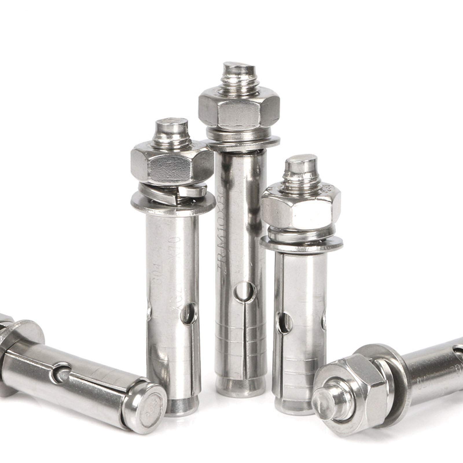 4 Pcs M10 x 80mm 304 Stainless Steel Expansion Bolt External Hex Expansion Screw Bolt Sleeve Anchor,Pool Safety Cover Expansion Bolts,for Concrete