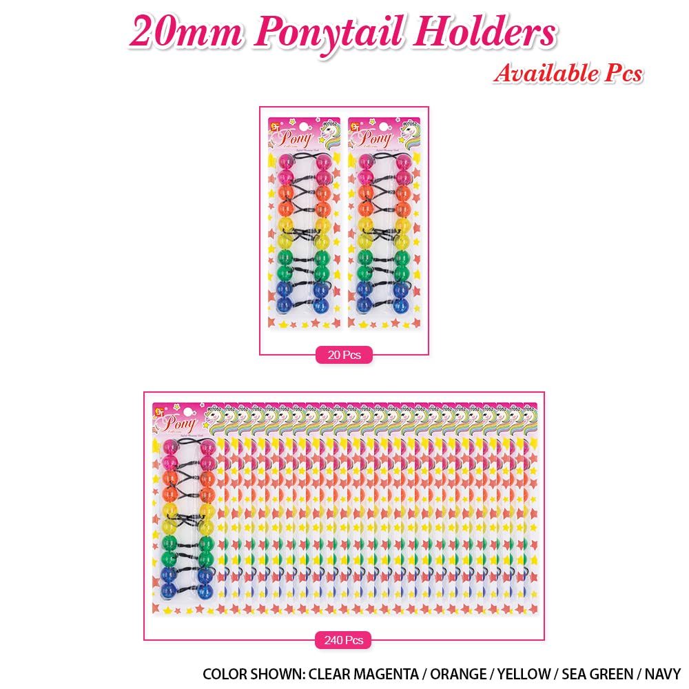 20 Pcs 20mm Glitter Bubble Twinbead Ponytail Holders with Balls for Girls' Hair Accessories (Assorted)