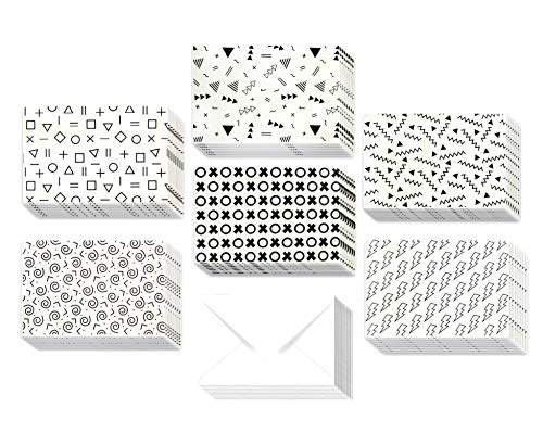 36 Pack All Occasion Assorted Blank Greeting Cards - 80's Retro Black and White Designs - Greeting Cards with Envelopes Included 4 x 6 Inches Thank You Cards, Birthdays, Graduations,Congratulations