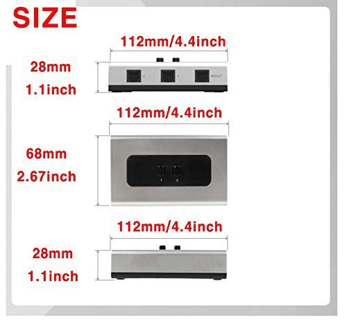 2PORT RJ11 RJ12 Manual Sharing Telephone Switch Box Phone selector