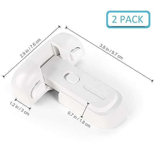 2 Pack Child Proof Fridge Lock, Refrigerator Fridge Freezer Door Latch to Keep Closed, Refrigerator Door Lock for Toddlers and Aging Seals, Easy to Install and No Unsightly Straps Required (White)
