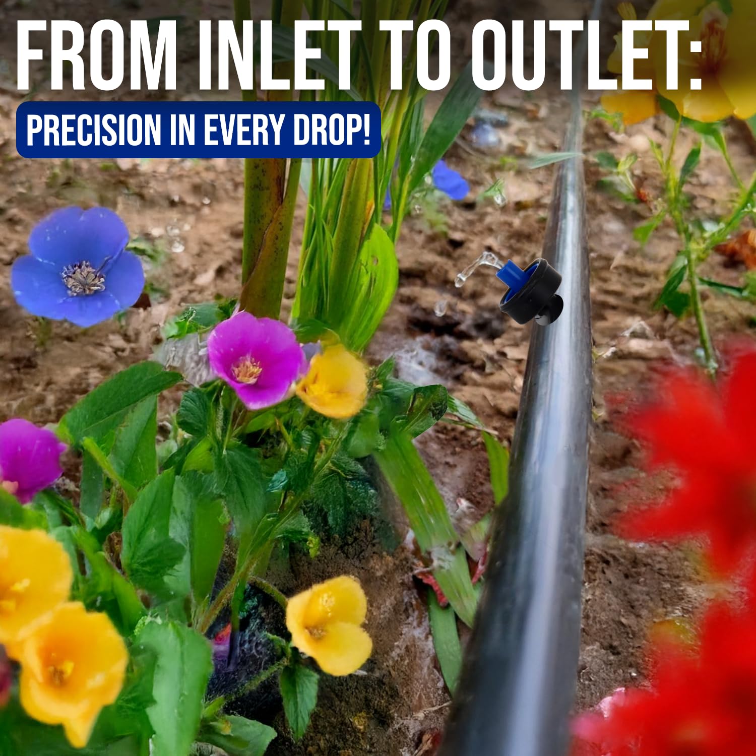 DripRack WHERE EVERY DROP MATTERS... Pressure Compensating Drippers (Pack of 100) - 2L/h Flow Rate by- Ideal for Home Gardens, Orchards, and Greenhouses