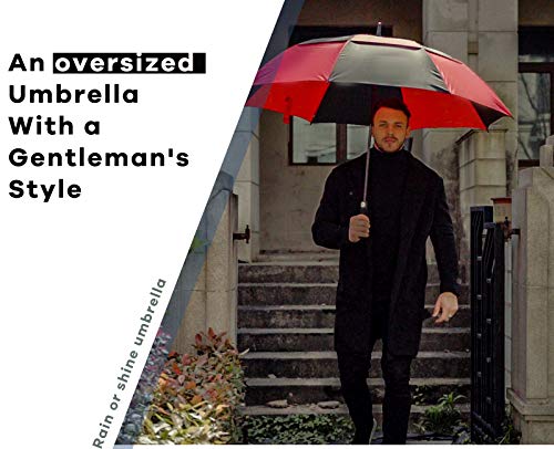 Baraida Golf Umbrella Large 62/68/72 Inch, Extra Large Oversize Double Canopy Vented Windproof Waterproof Umbrella, Automatic Open Golf Umbrella for Men and Women and Family(62 inch, Red Black)