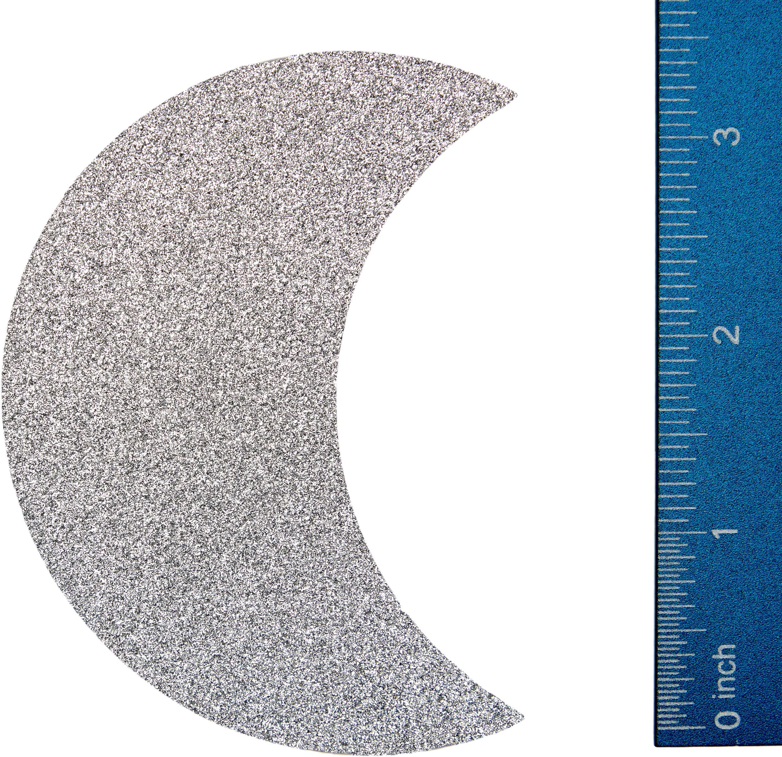 10-Pack, Baby Shower Crescent Moon, Silver Glitter, One Sided, Cardstock, 3.5" High x 2.9" Wide