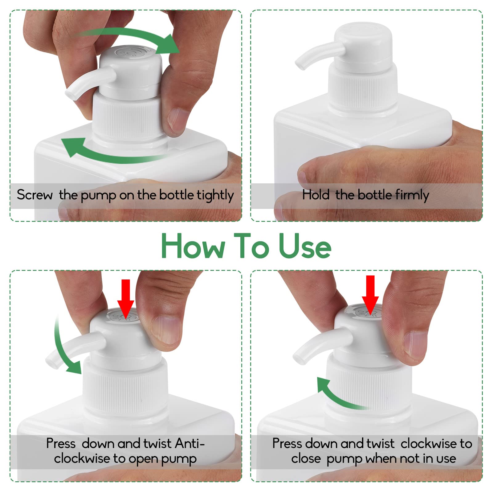 15oz Pump Dispenser for Bathroom, INSFIT Refillable Plastic Pump Bottles, Dish Soap Dispenser for Kitchen Sink, Hand Soap Dispenser, Laundry Detergent Dispenser with Waterproof Labels, 2 Pack White
