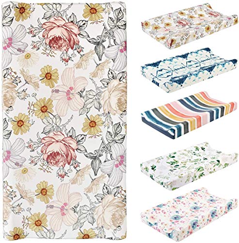 3PC Baby Changing Mat Cover Unisex Soft Changing Pad Cover Nappy Changing Travel Station Cover Fit for Any Standard Crib Changing Mat, Removable-32"x16"x4" (Just Cover)