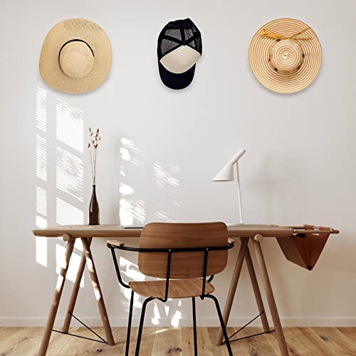 16 Pack Adhesive Hat Rack for Baseball Caps, Hat Hooks for Wall, Minimalist Hat Organizer No Drilling Hat Holder for Bedroom, Door, Office, Closet (White)