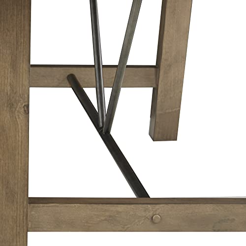 INK+IVY Sonoma Solid Wood Dining Table, Rectangular with Rustic Metal Truss Accent,Trestle Legs, Easy Assembly, Industrial Country, for Kitchen, Entryway, Family, or Bedroom, Reclaimed Grey
