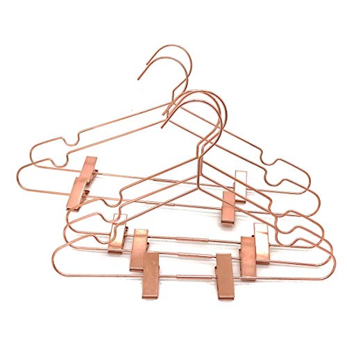 25Pack Koobay 17" Metal Hook Wire Rose Gold Copper Hangers with Clips Clothes Stroage Coat Hangers