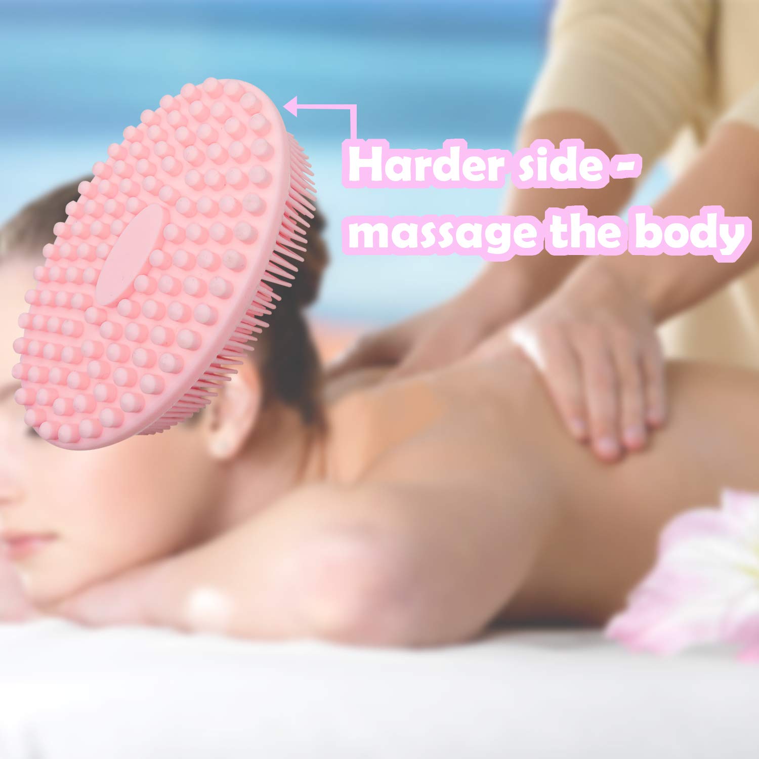 3 Set of Multifunctional Silicone Body Scrubber Loofah Soft and Skin-Friendly-,Easy to Clean,Scalp Massage ,Durable and Hygienic - Suitable for Various People and Pets (1 Count Pink)
