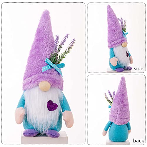 2PCS Purple Lavender Gnomes Plush, Spring Summer Gnomes Decorations for Home, Kitchen Tiered Tray Tomte Decor, Valentine Stuffed Gnomes Gifts for Women, Handmade Ornaments Swedish Home Decorations
