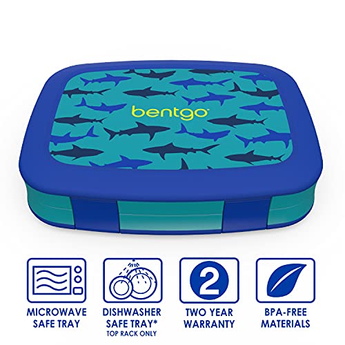 Bentgo Prints Insulated Lunch Bag Set With Kids Bento-Style Lunch Box (Shark)