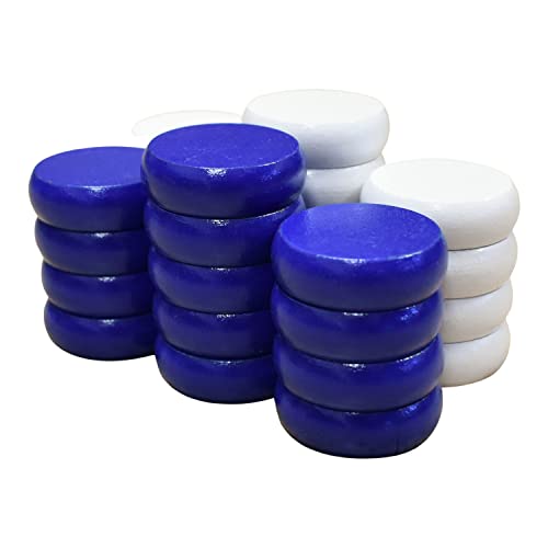 26 Blue and White Crokinole Discs (Mini Discs - 1 3/32 Inch Diameter (2.8cm))