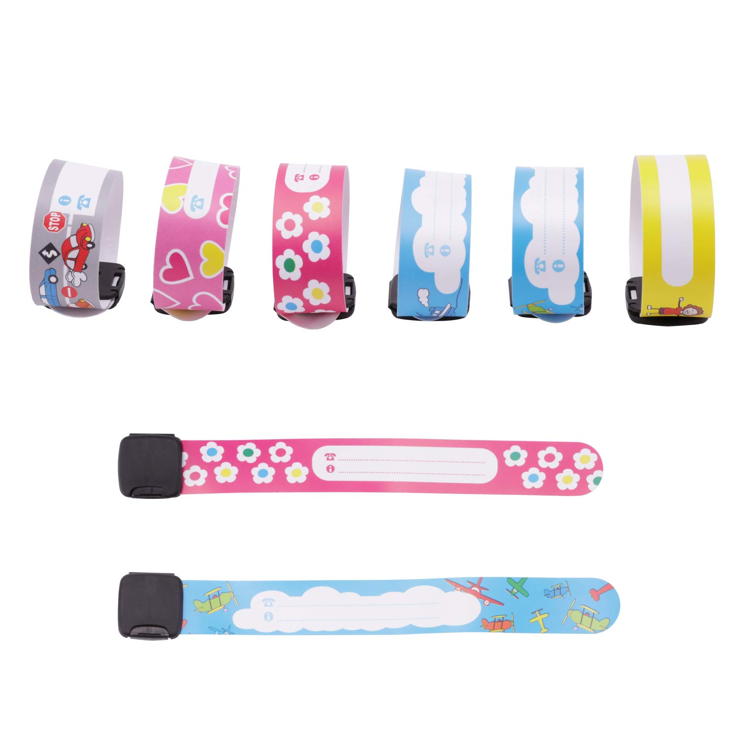 8 Pieces Child Safety ID Wristband, Emergency Identification Bracelets Reusable Waterproof Handwritten Brands Safety Armband for Kids or Old Men (8)