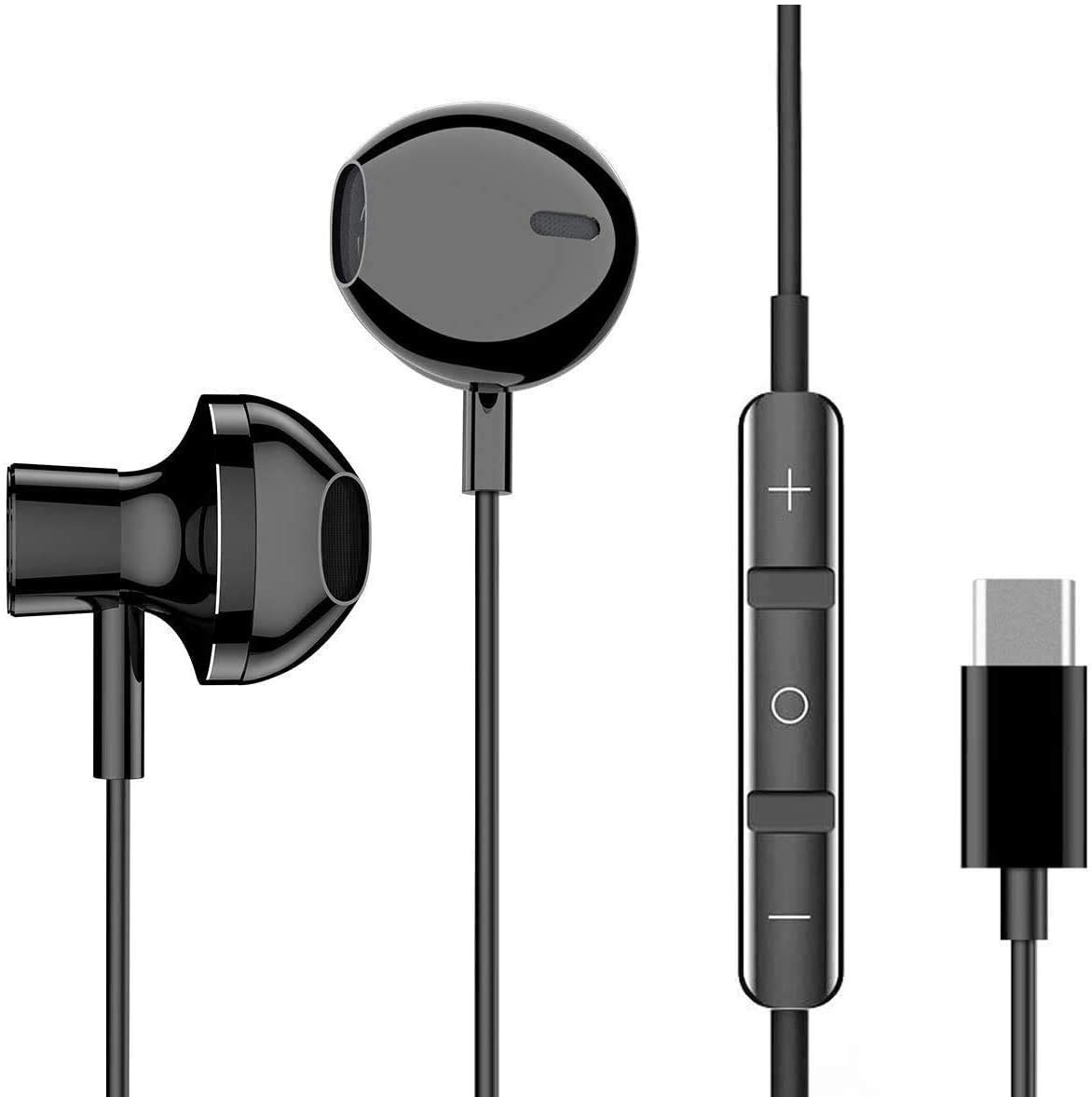 Urban Extreme USB Type C Earphones Stereo in Ear Earbuds Headphones with Microphone Bass Earbud with Mic and Volume Control Compatible with Samsung Galaxy S20 5G UW - Black (US Version with Warranty)