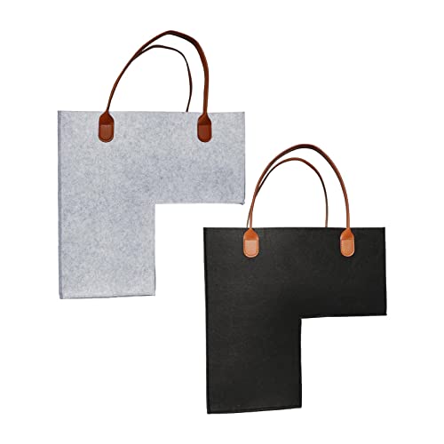 2Pieces Stair Organizer Basket Felt for Wooden Staircase, Black and Gray, as described