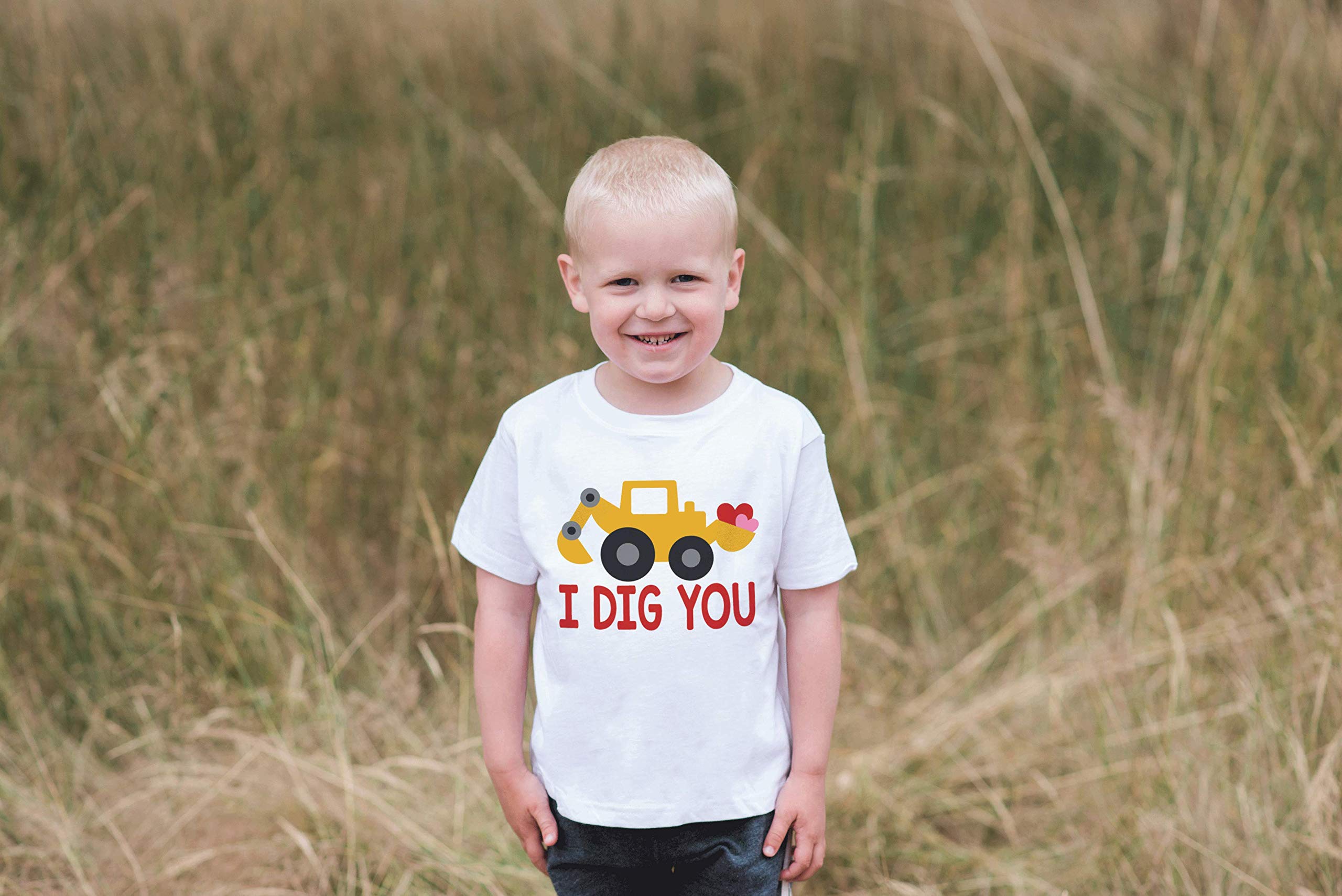 7 ate 9 Apparel Kid's I Dig You Construction Truck Valentine's Day T-shirt 3T White