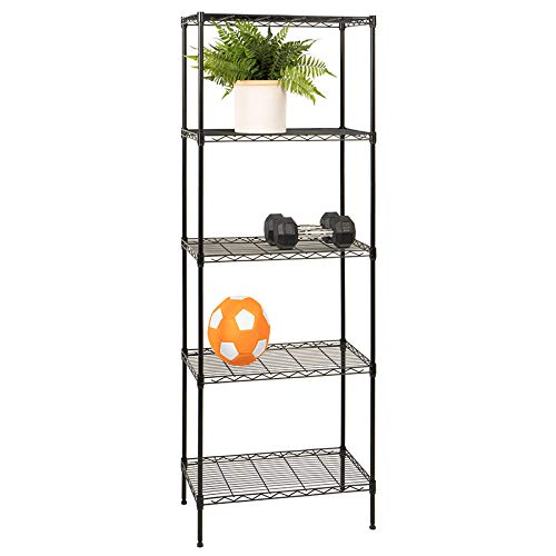 5-Wire Shelving Unit Steel Large Metal Shelf Organizer Garage Storage Shelves Heavy Duty NSF Commercial Grade Utility Storage Metal Layer Rack for Garage Kitchen Office 14"D x 24"W x 60"H,Black